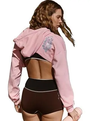 Free People Studio Cropped Hoodie Shrug - Pink