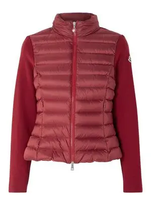 Moncler Appliquéd Wool-blend And Quilted Shell Down Cardigan - Red