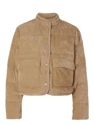 Moncler Essarts Ricrac-Trimmed Corduroy Down Jacket Brown
