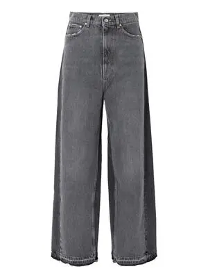 Stella McCartney Frayed Two-tone Wide-leg Organic Jeans - Blue