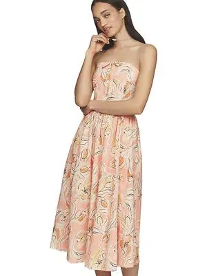 HUTCH Iris Strapless Pleated A-Line Midi Dress