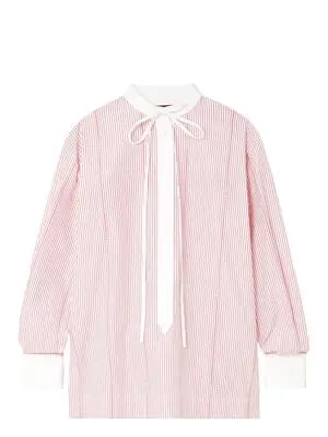Gucci Tie-detailed Striped Cotton-poplin Shirt - Pink