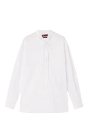 Gucci Tie-neck Cotton-poplin Shirt - White