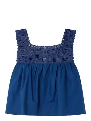 Calle Del Mar Heirloom Crochet-trimmed Top - Blue
