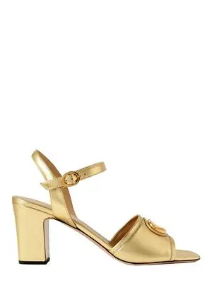 Valentino Garavani Vlogo 70 Embellished Metallic Leather Sandals - Gold