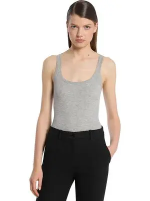 Michael Kors Ribbed Stretch Viscose Tank Top Bodysuit - Grey