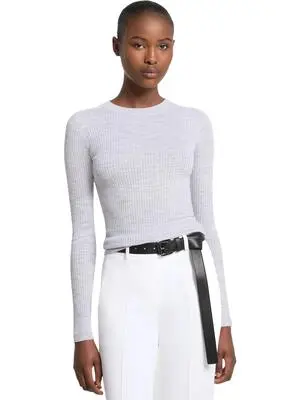 Michael Kors Ribbed Merino Wool Pullover - Grey