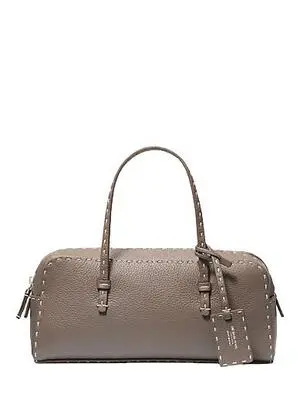 Michael Kors Roberta Hand-stitched Pebbled Leather Satchel - Brown