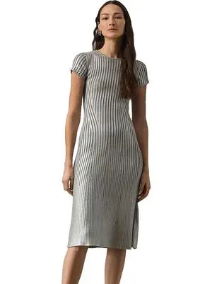 Ralph Lauren Rib-knit Sweater Day Dress - Pearl Grey Melange/pallad