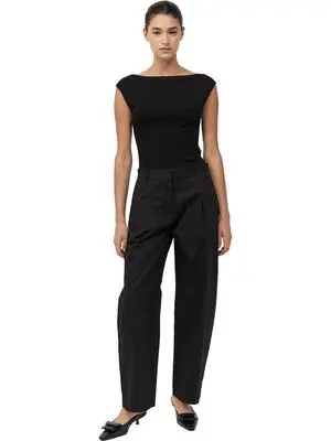 ST AGNI Cotton Barrel Leg Trousers - Black