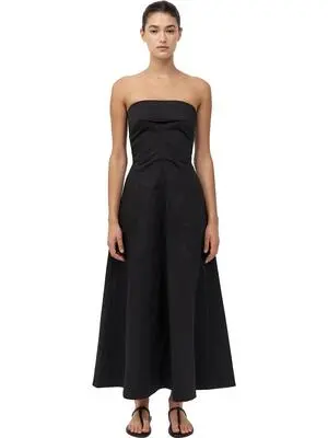 ST AGNI Sculpted Cotton Strapless Maxi Dress - Black