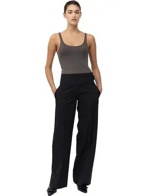 ST AGNI Cummerbund Wool Pants - Black