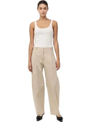 ST AGNI Cotton Barrel Leg Trousers - Champagne
