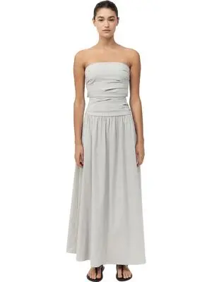 ST AGNI Gathered Strapless Tie Back Dress - Silver