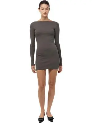 ST AGNI Organic Cotton Bateau Mini Dress - Khaki