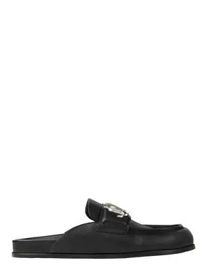 JIMMY CHOO Milo Leather Slippers With Jc Hardware - Black