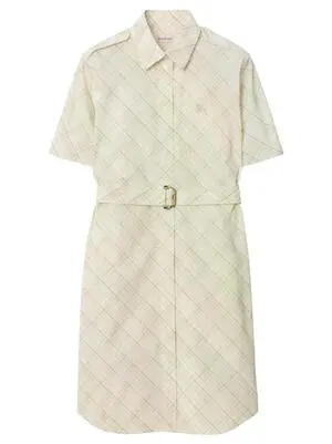 Burberry Check-print Cotton Shirt Dress - White