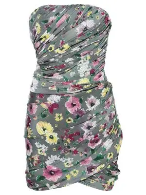 Attico Floral-print Mini Dress - Grey