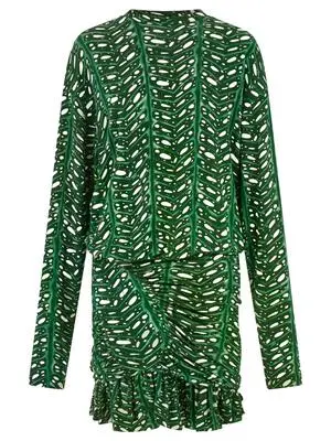 FERRAGAMO Printed Mini Dress - Green