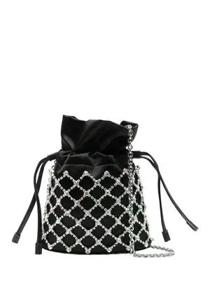 AQUAZZURA Crystal Lover Bucket Bag - Black