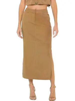 JBQ Pencil Skirt With Side Slit - Neutrals