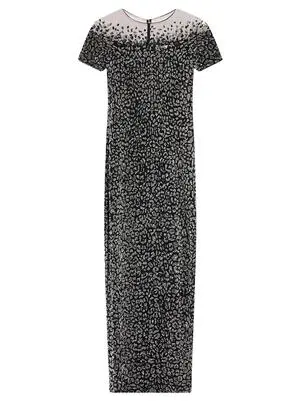 Pamella Roland Leopard Sequined Illusion Gown - Black Multi