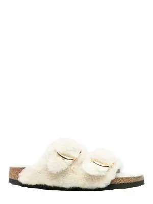 BIRKENSTOCK Arizona Big Buckle Shearling Sandals - Neutrals