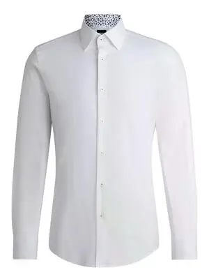 BOSS Classic-collar Button-up Shirt - White