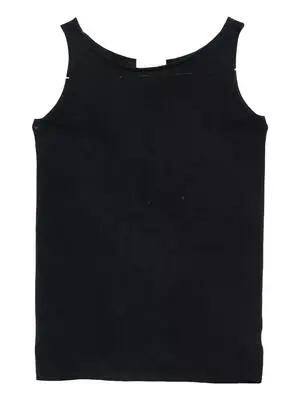 MA'RY'YA Cotton Tank Top With Contrast Stitching - Blue