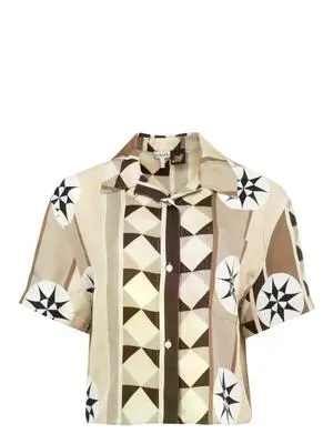 Loewe Geometric-print Short-sleeve Shirt - Brown