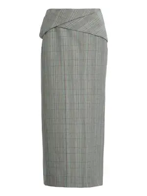 Victoria Beckham Checked Wool Midi Wrap Skirt - Multi