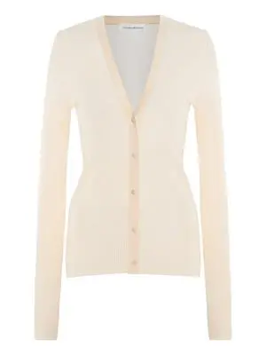 Victoria Beckham Fine-Knit Cotton-Blend Cardigan Light Pink