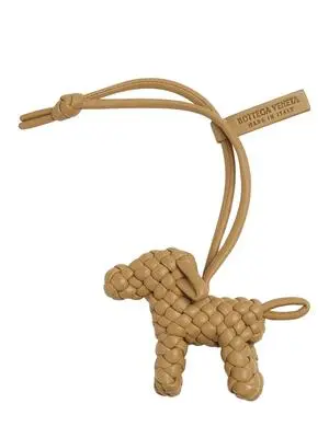 Bottega Veneta Lambskin Woven Dog Charm - Neutral