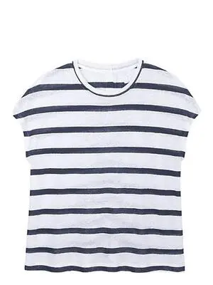 THE WHITE COMPANY Stripe-print Linen-jersey Top - Ink