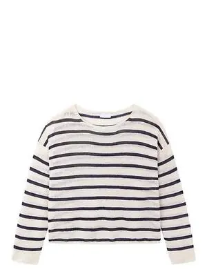 THE WHITE COMPANY Slash-neck Stripe-print Linen Jumper - Soft White