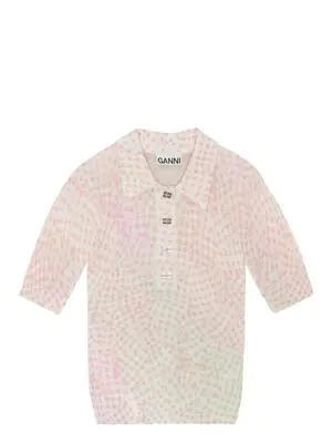GANNI Patterned-jacquard Top - Pink