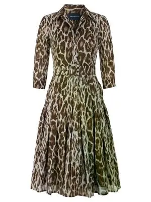 Samantha Sung Audrey Leopard-print Belted Dress - Brown