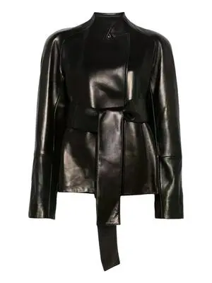 Khaite Leather Belted Jacket - Black
