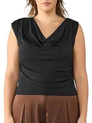 ESTELLE Dune Asymmetric Sleeveless Top - Black