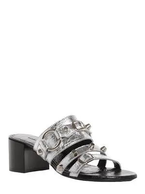 Balenciaga City Embellished Sandals - Silver