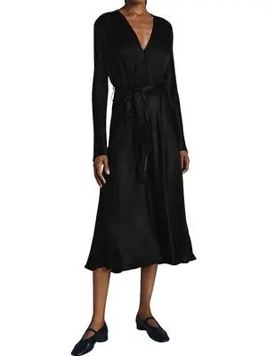 GHOST LONDON Meryl Satin Midi Dress - Black