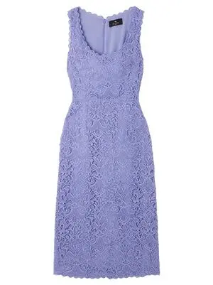 Etro Scalloped Guipure Lace Midi Dress - Blue