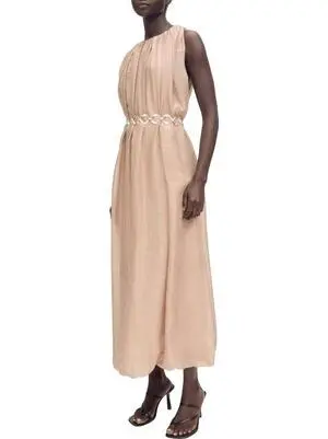 MANGO Gathered Belted Maxi Dress