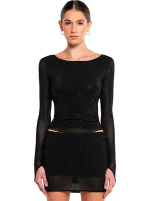OW Mesha Rhinestone Blouse - Black