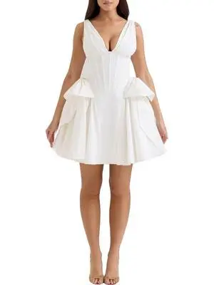 House Of Cb Amalia Twin Bow Cocktail Minidress - White