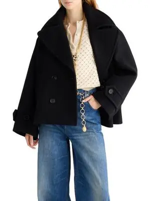 Chloé Oversized Double-breasted Wool-blend Coat - Black