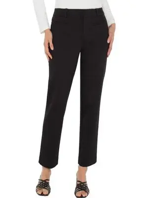 LIVERPOOL Holly Welt Pocket Ankle Straight Leg Ponte Pants - Black