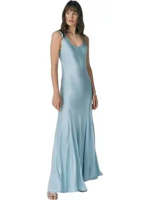 GHOST LONDON Willow Satin Maxi Slip Dress - Light Blue