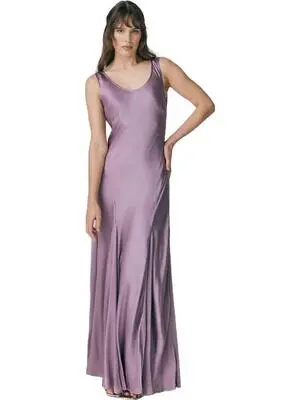 GHOST LONDON Willow Satin Maxi Slip Dress - Purple