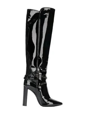 Saint Laurent Patent-leather Knee-high Boots - Black
